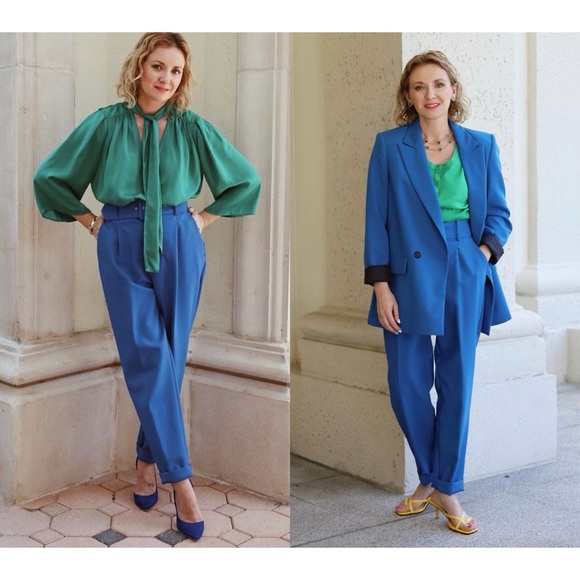 Zara | Pants & Jumpsuits | Zara High Waisted Royal Blue Formal Pants ...